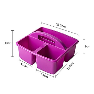 Duiaynke Storage Caddy, with Handles and 3slots Compartments Storage Basket, for Office Home Children's Room School Supplies (Purple)