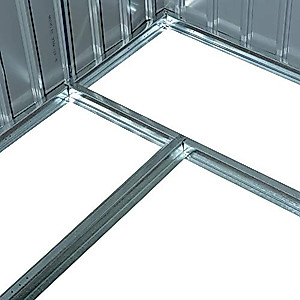 9'X6' Garden Tools Storage Shed Lawn Care Equipment Bicycles Pool Supplies Storage Patio Yard Backyard Use Sloped Roof Design 2 Sliding Door 4 Ventilation Window Galvanized Steel Frame Construction