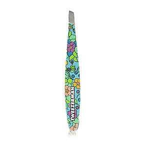 TWEEZERMAN Studio Collection Mini Slanted Tweezers Vintage Floral Blue