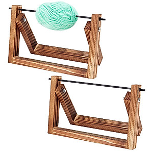 WEBEEDY 2 Pieces Yarn Ball Holder Wooden Yarn Rack Horizontal Spinner Storage Organizer for Thread Crocheting Knitting Supplies Dispenses