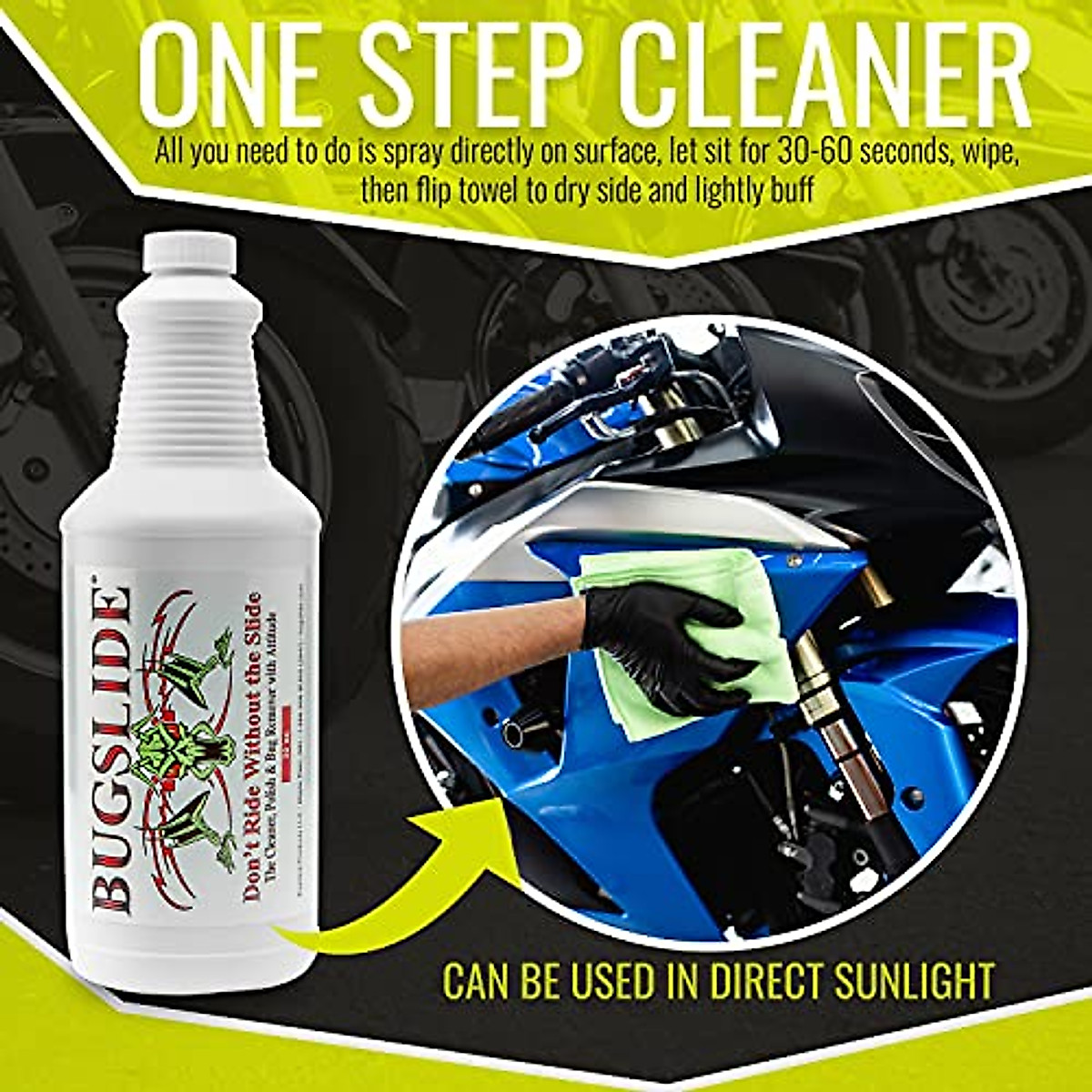 BugSlide 32 Oz Cleaner Refill for Spray Bottles & Travel Kits - Bug Remover, Detailing and Cleaning Solution for all Vehicles, Multisurface Cleaner to Shine and Degrease without Scratching