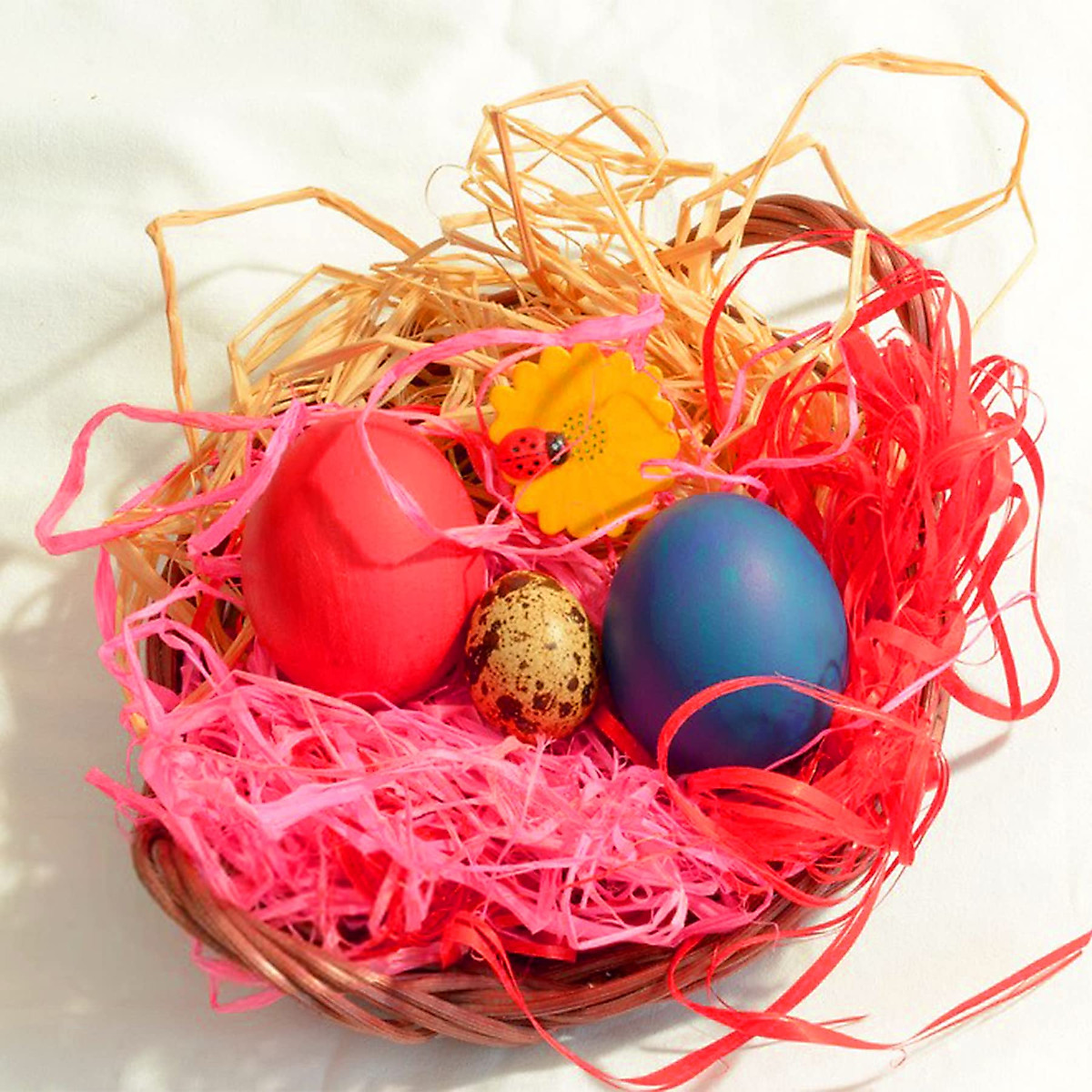 PEVOGON Red Easter Grass Raffia Filler Paper Shreds for Easter Basket Gift Packaging Filling Egg Stuffer Party Supplies Decoration, 200G