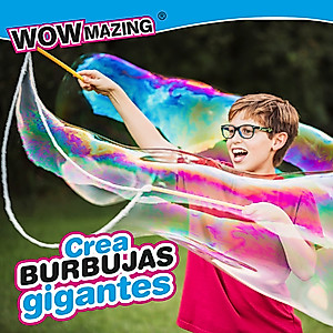 WOWmazing Giant Bubble Powder Kit: Include Large Bubble Wand and 3 Packet of Big Bubble Powder (Makes 3 Gallons) | Outdoor Toy for Kids, Boys, Girls | Powder Made in USA