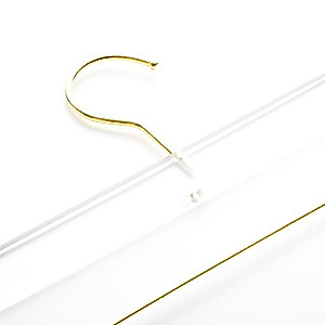 HomeCube USA Elegant Acrylic Clear Hangers with Gold Hook, Heavy Duty Clothes Hanger for Adult (5, Pant Hanger)