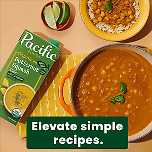 Pacific Foods Organic Butternut Squash Soup, Plant Based Light Sodium Soup, 32 oz Carton