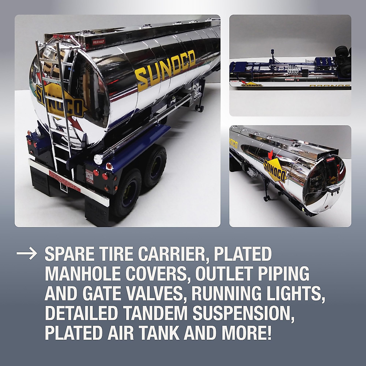 AMT Fruehauf Plated Tanker Trailer (Sunoco) 1:25 Scale Model Kit