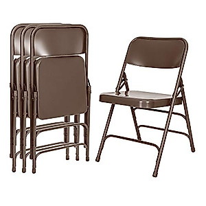 OEF Furnishings Triple Brace Steel Folding Chair, Brown