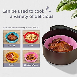 CaeyBrye Silicone Air Fryer Liner - 7.5inch Reusable Air Fryer Silicone Basket Heat Resistant Easy Cleaning Non-stick Air fryers Silicone Pot for Air fryer Oven Accessories(Pink)