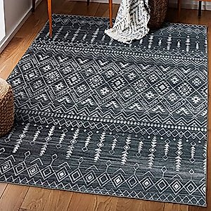 ReaLife Machine Washable Rug - Stain Resistant, Non-Shed - Eco-Friendly, Non-Slip, Family & Pet Friendly - Made from Premium Recycled Fibers - Moroccan - Dark Blue Gray, 3' x 5'