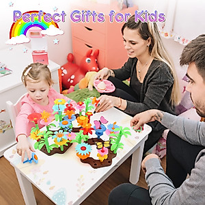 ROATEE 76PCS Toddler Toys, Garden Building Toy Kits for 3 4 5 6 7 Years Old Kids, Preschool Educational Activity Toy, Indoor and Outdoor Stacking Game Gifts for Children's Birthday and Christmas