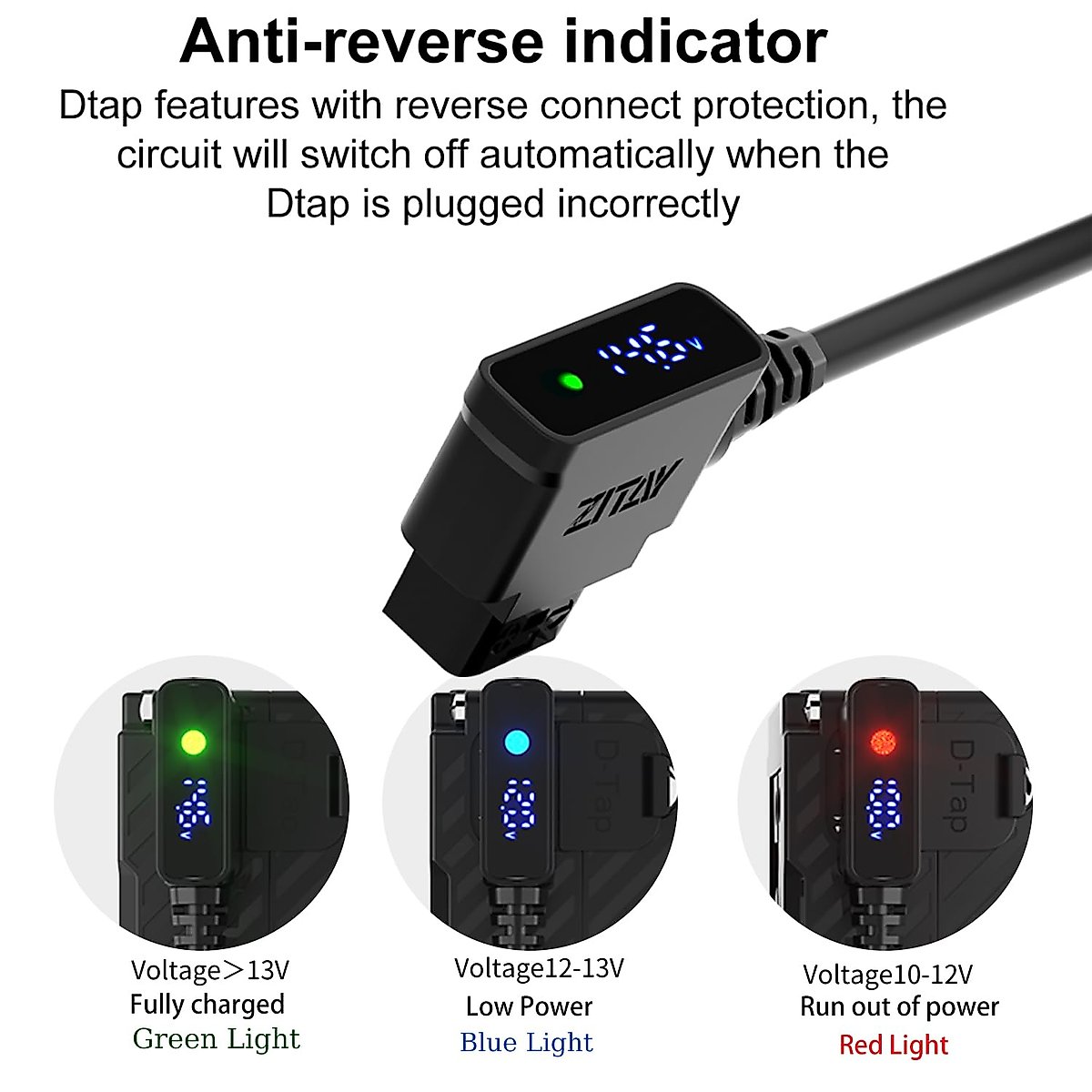 ZITAY D-tap 1x4 Power Splitter Hub with Reverse Insertion Prevention Adapter for VMount Battery