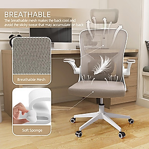 Monhey Adjustable Ergonomic Office Chair – Lumbar Support, 2D Armrests, Heavy-Duty Metal Base, Comfortable Khaki Design