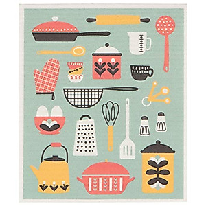 Kindred Home Eco-Friendly Swedish Inspired Set, Retro Days-Composting Cloths | Set of 3, 3 Count Dishcloth