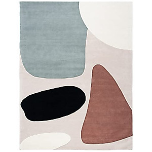 SAFAVIEH Fifth Avenue Collection 9' x 12' Beige/Black FTV119B Handmade Mid-Century Modern Abstract New Zealand Wool Living Room Dining Bedroom Area Rug
