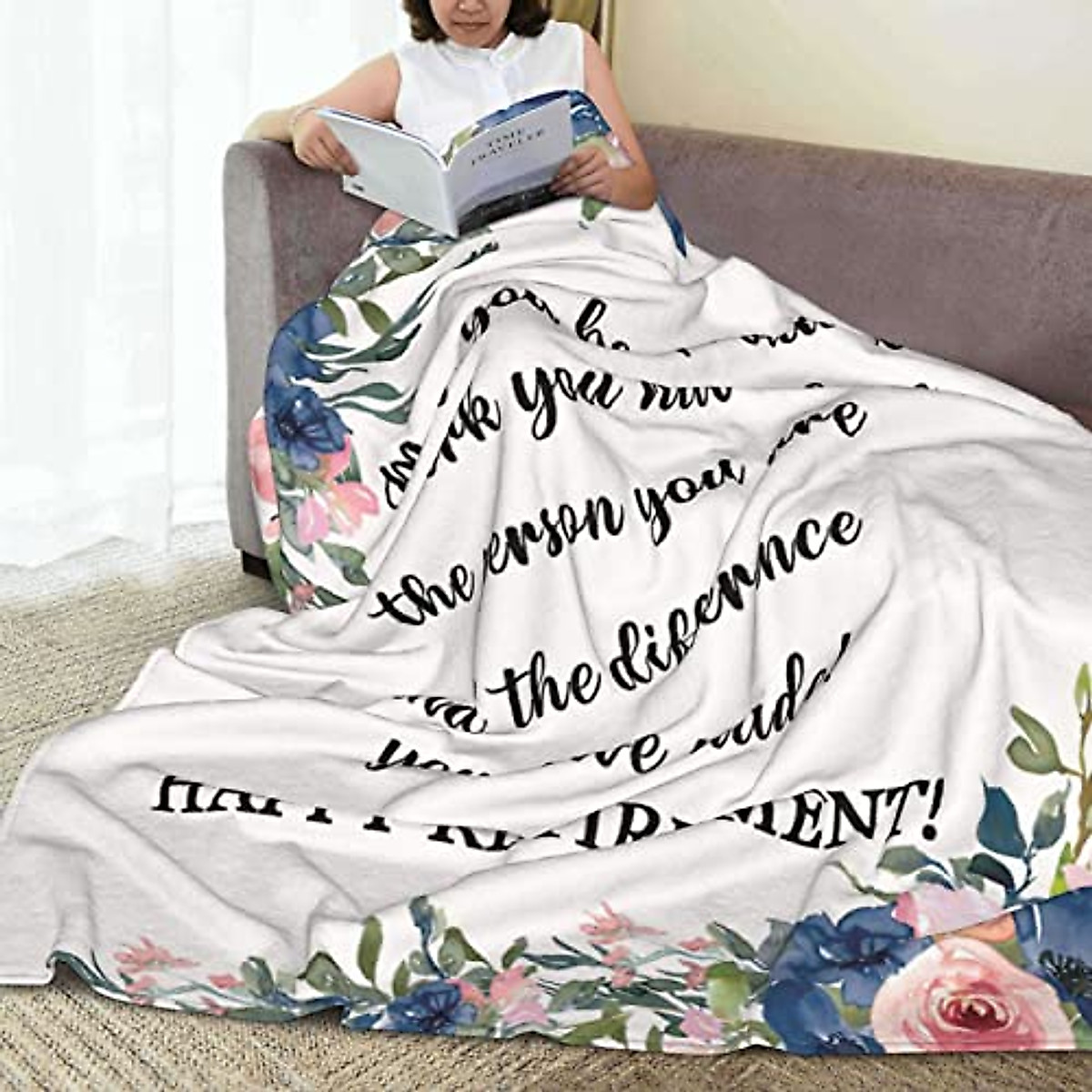 AJIIUSV Retirement Gifts Throw Blanket Happy Retirement Flannel Blankets for Retired Women Teacher Boss Farewell Present 50"x60"