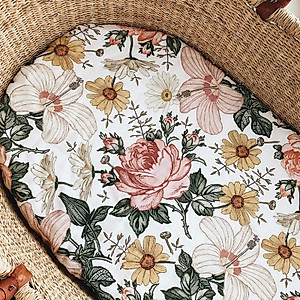 Baby Bassinet Crib Sheets, Baby Cradle Sheets,Breathable Printed Mattress Pad Cover for Cradle and Bassinet Mattress (32''x16.5'')