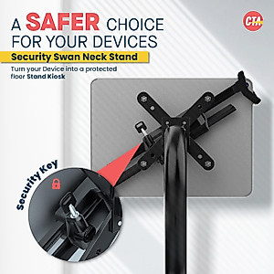 Kiosk Stand Neck - CTA Premium Height-Adjustable Floor-to-Desk Security Kiosk Stand Neck for iPad 7th/ 8th/ 9th Gen 10.2", iPad Pro 12.9", Surface Pro 4, Galaxy Tab S3, & 7-14" Tablets (PAD-PARASW)