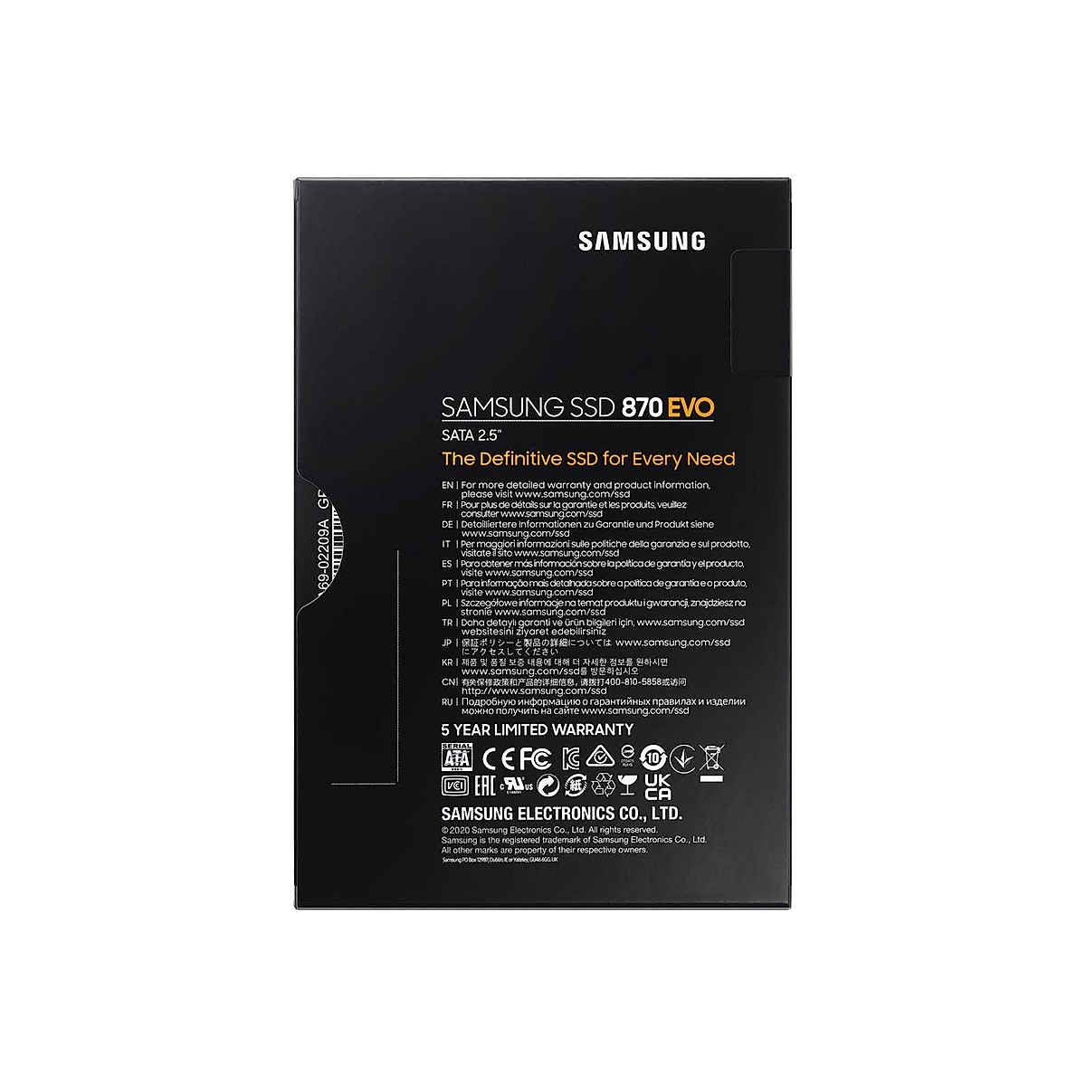 SAMSUNG SSD 870 EVO, 1 TB, Form Factor 2.5”, Intelligent Turbo Write, Magician 6 Software, Black (Internal SSD)