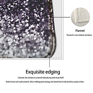 YouTary Purple Black Silver Glitter Pattern Kitchen Rug Set 2 PCS Floor Mats Washable Non-Slip Soft Flannel Runner Rug Doormat Carpet for Floor Home Bathroom, 17" x 47"+17" x 24"-M