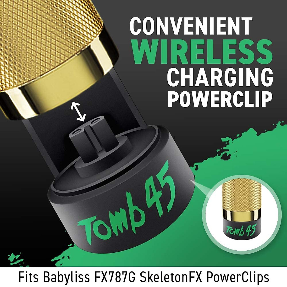 Wireless Charging PowerClip Adapter for BaBylissPRO Barberology GOLDFX Clipper, FX870G, Wireless Charging Adaptor Only, Wireless Charging Adaptor for GOLDFX