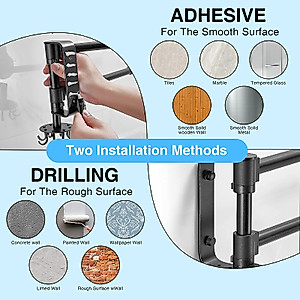 LeFroom Paper Towel Holder, 2-in-1 Punch-Free or Wall Mounted Paper Towel Roll Rack with 8 Hooks for Kitchen,Shower Bathroom,Laundry Room Rack ,Camper Rack , Counter Space Saver