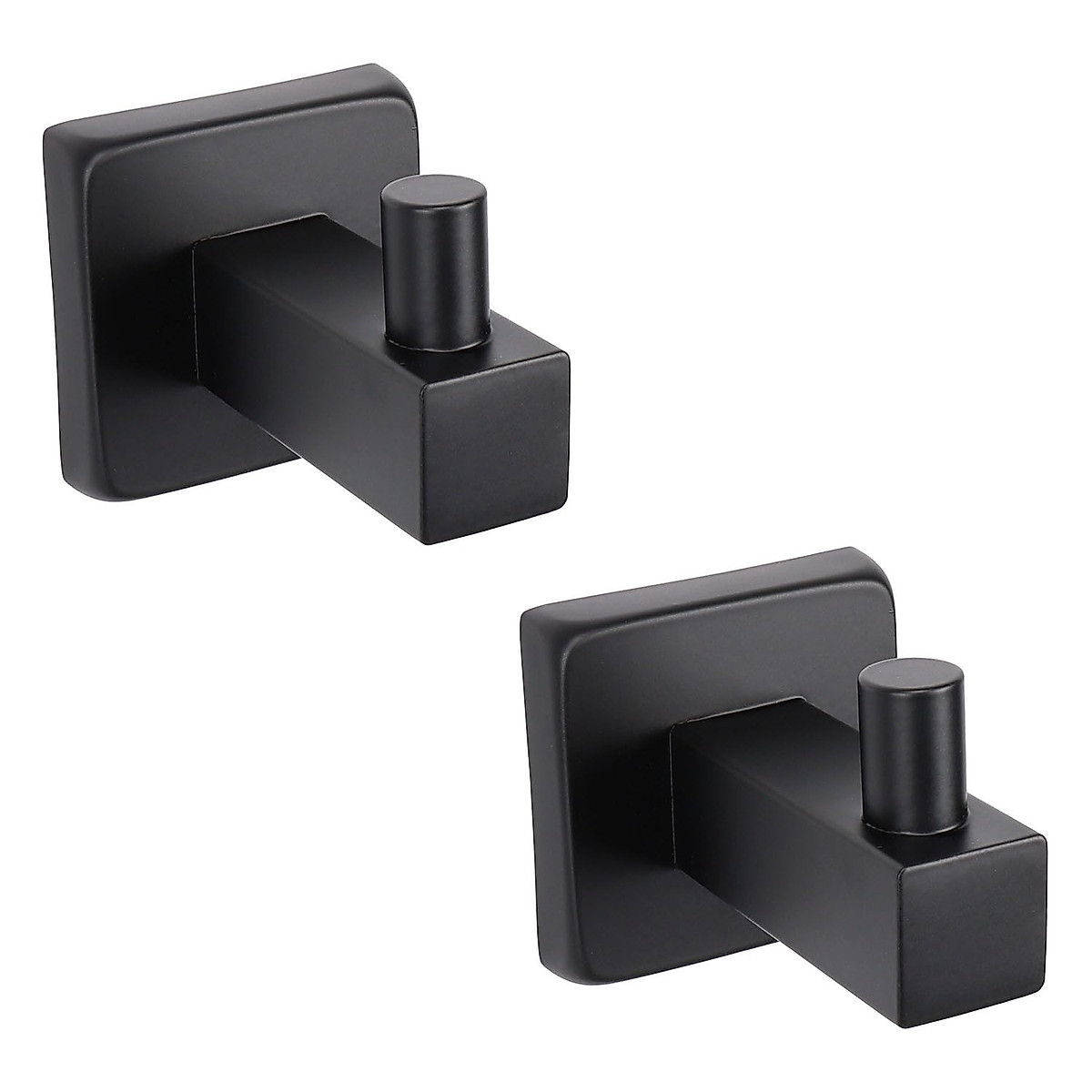 TocTen Bathroom Hook - 2 Pack Square Robe/Towel Hooks, 304 Stainless Steel Rustproof Coat Hook Wall Mounted, Heavy Duty Hanger Wall Hooks for Bathroom Kitchen Back Door Wardrobe(Matte Black)