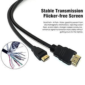 CBUS 25ft HDMI to Mini HDMI Cable for Nikon D3500, D7500, D850, D500, Canon EOS R, EOS RP, EOS 5D Mark IV, EOS 6D Mark II, 77D, 80D, Rebel SL3, SL2, T7, T7i, T6, VIXIA HF G50, HF G40, HF G21, XF405
