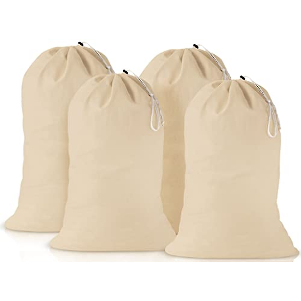 Cotton Laundry Bag Drawstring - 4 Pack, Extra Large Canvas Bags 24'' X 36'' inch - Machine Washable Cotton Fabric - Storage Sack for Dirty Clothes, Basket Liner, Hamper Bag, Liner Replacement, delicates, Sleeping Bag, Reusable Travel Dorm and Basket Closu