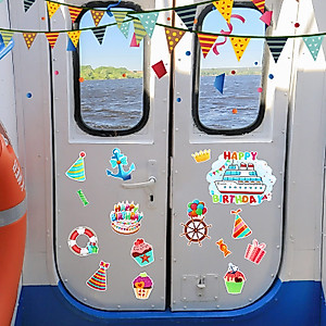 15 Pcs Birthday Cruise Door Decorations Funny Cruise Door Magnets Magnetic Cruise Accessories Must Haves Carnival Happy Birthday Door Sign Reusable Birthday Magnets for Ship Party Refrigerator Cabin