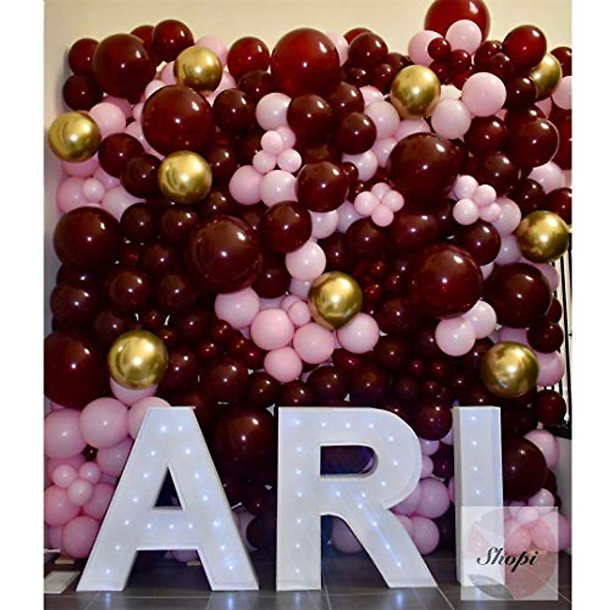 Burgundy and Gold Balloons Garland 127 pcs Confetti Metallic Pastel Latex Balloons kit for Baby Shower Birthday Christmas Graduation or Friend & Family Party Decorations.