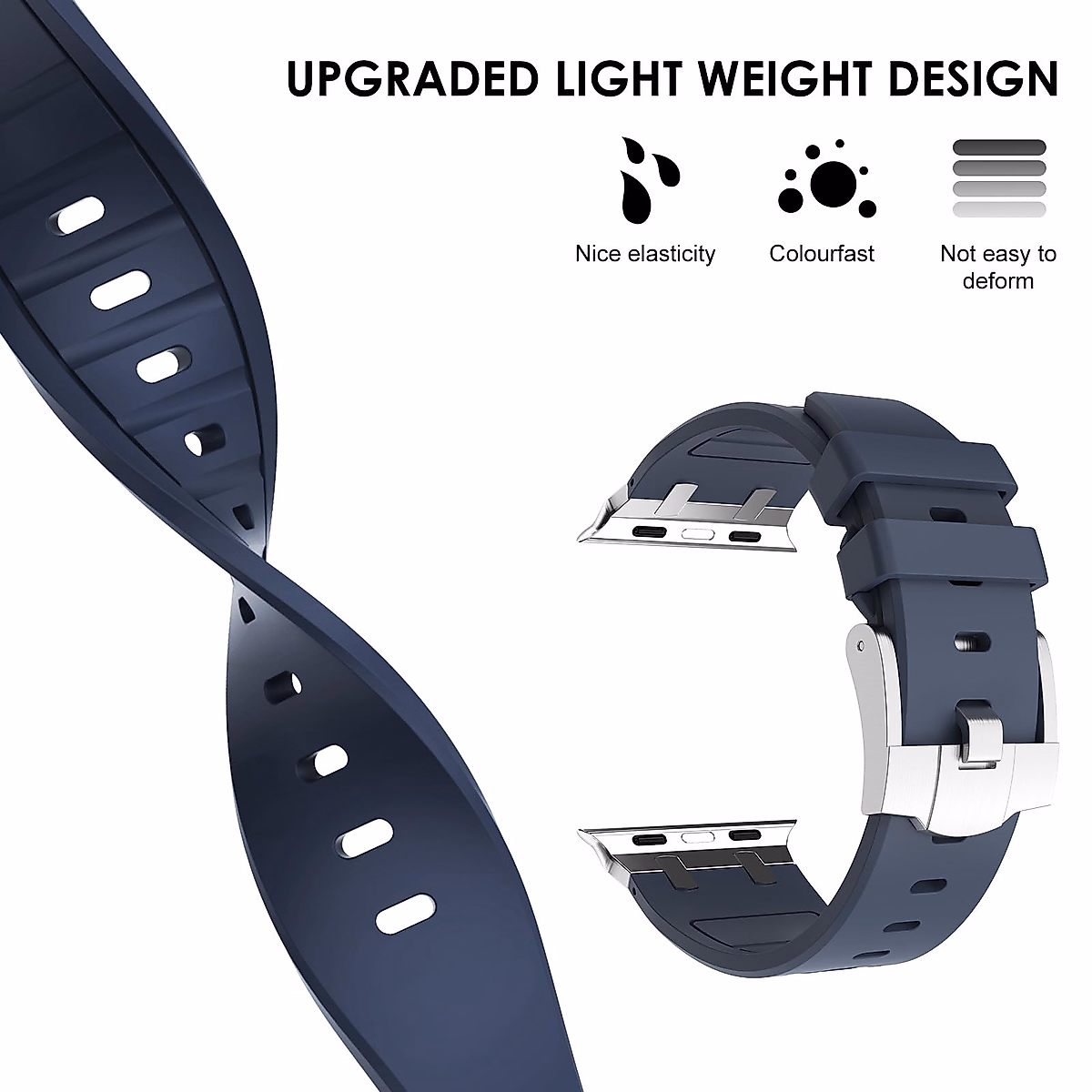 NewWays for Apple Watch Ultra 2 Band 49mm 45mm 44mm 42mm for Men, AP Wide Sport Liquid Silicone Rubber Band with Stainless Steel Adapter for Apple Watch Band for iWatch Series 8 7 6 5 SE Ultra Luxury