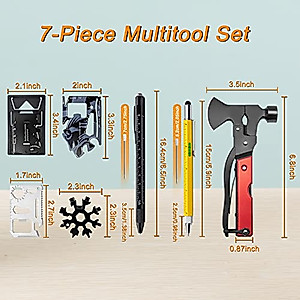 BCHARYA 7 Piece Multitool Set, 9-In-1 Multitool Pen Set, 16-in-1 Axe Multitool and Wallet Multi-Tool, Cool Gadgets Stocking Stuffers Gifts for Men, Portable Pocket Tools for Outdoors, Home Improvement