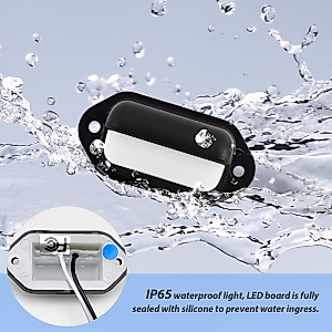 Dream lighting 12V Black Oval Waterproof LED Courtesy Lighting, Step/Stair/Deck Lights for RV, Marine, Boat, Surface Mount 0.1 Watts Warm White, Pack of 6