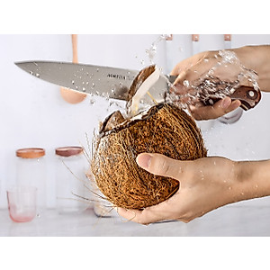 AOKEDA 15-Piece Kitchen Knife Set with Block, Stainless Steel Knives, include Sharpener, Poultry Shears (Classic Pakkawood)