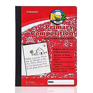 Mintra Office Primary Composition Books (4 Pack, Primary Ruled - Assorted)