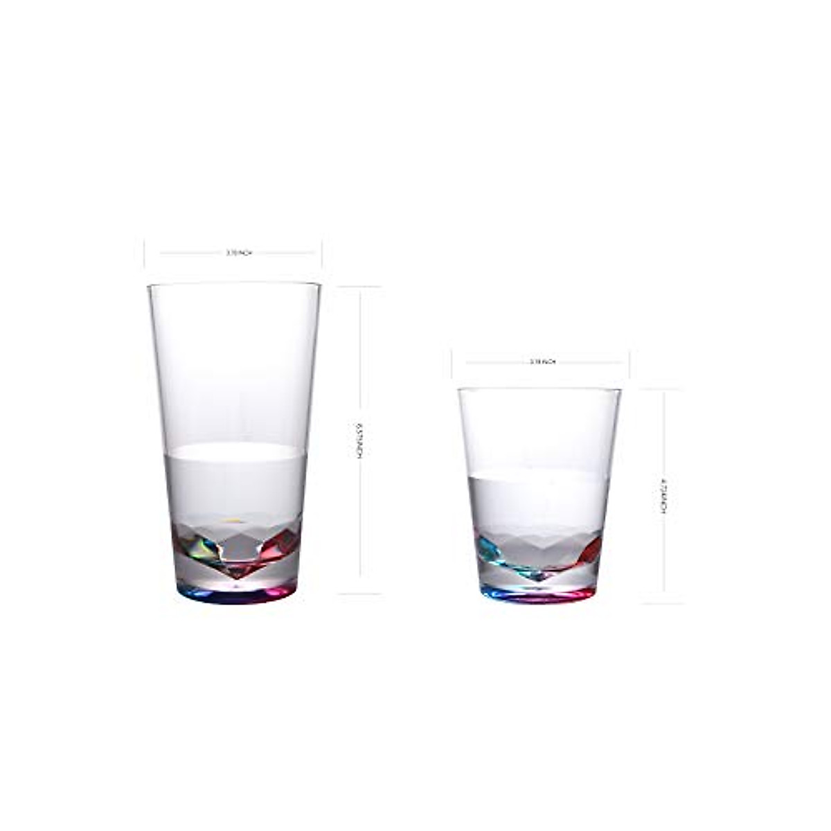 Xinguo yefu plastic 14oz and 22oz Rainbow Colored Acrylic Glasses, Set of 8 BPA Free