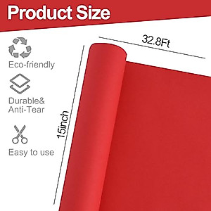 BEISHIDA Red Wrapping Papper, 15" X 32ft Kraft Wrapping Paper Roll Gift Wrapping Paper, Bulletin Board Paper, Flower Wrapping Papper for Gift Wrap Birthday Christmas Mother's Day Valentine's Day