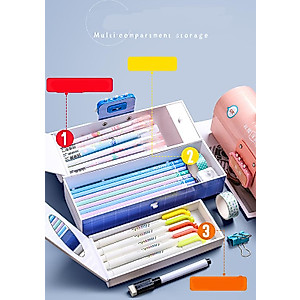 YJCHCT Pencil Case, Large Capacity Pencil Case Organizer; Double Combination Lock Double Layer Storage Box ; Big Pencil Pouch for Teen Girl Boy (lock purple dino)