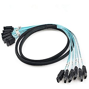 CABLEDECONN High Speed 6pcs/Set Sata 3 SATA Cable SAS Cable 6Gbps for Server 1M