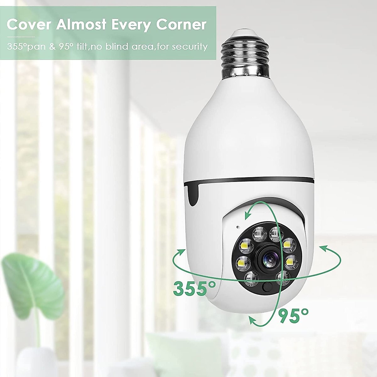 SECUEYE E26 Bulb Camera 5MP WiFi 2.4GHz 5GHz Pan/Tilt 10X Zoom Automatic Tracking Color Night Motion Detection 2-Way Audio SD Card Recording