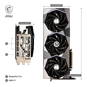 MSI GeForce RTX 4080 16GB SUPRIM X Gaming Graphics Card - 16GB GDDR6X, 2640 MHz, PCI Express Gen 4, 256-bit, 3X DP v 1.4a, HDMI 2.1a (Supports 4K & 8K HDR)