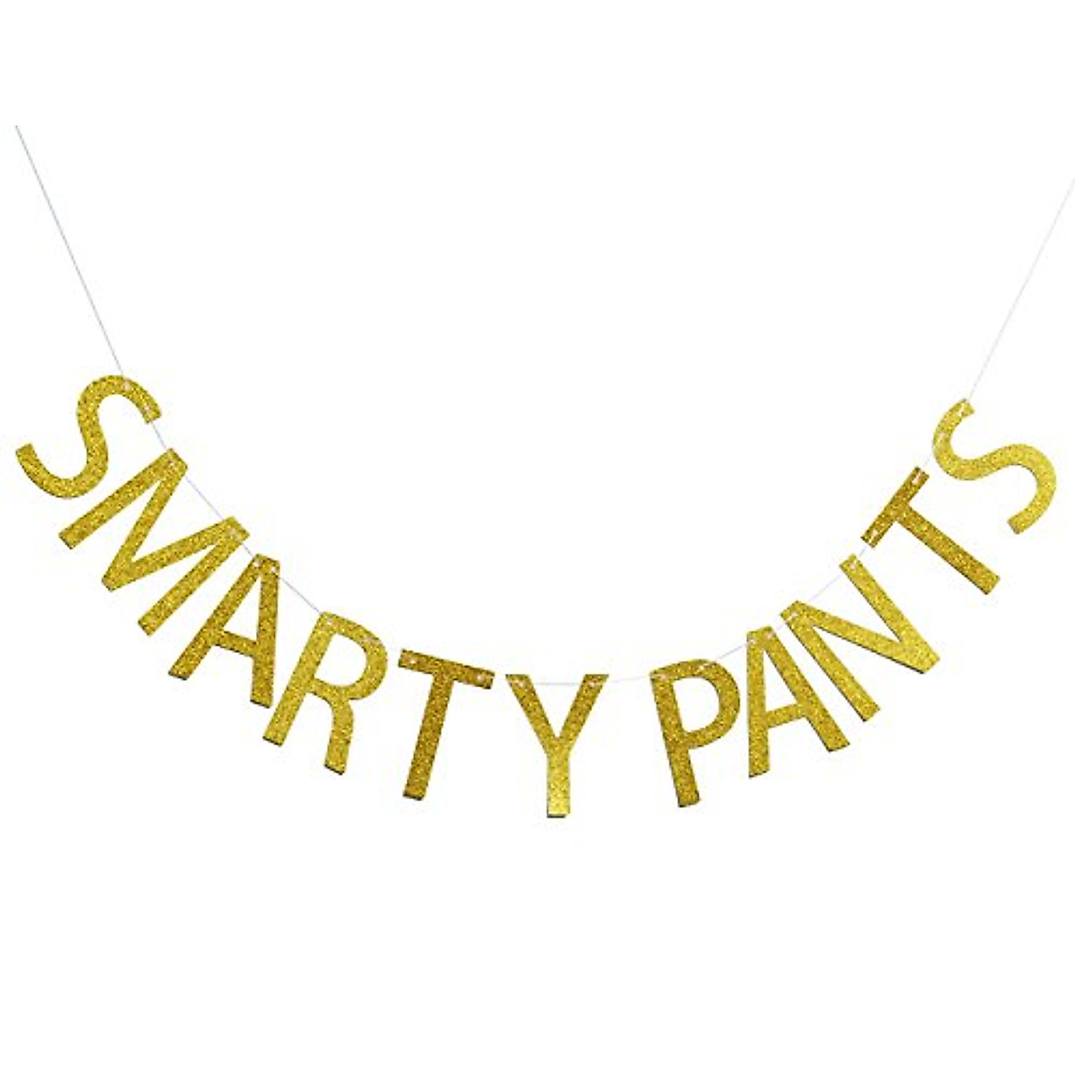 Smarty Pants Gold Glitter Banner Graduation Sign Photo Props Graduate Party Decorations High School Graduation College Grad Decor (Gold)
