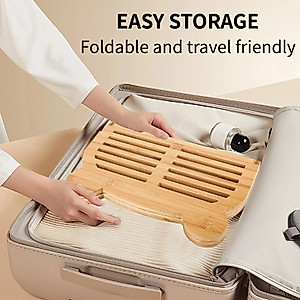 Eurppy Bamboo Baby Bottle Drying Rack, Portable Wooden Drying Rack, Space Saving Kitchen Bottle Holder Organizer for Accessories, Bottles, Cups, Pacifiers, Travel Dish Racks