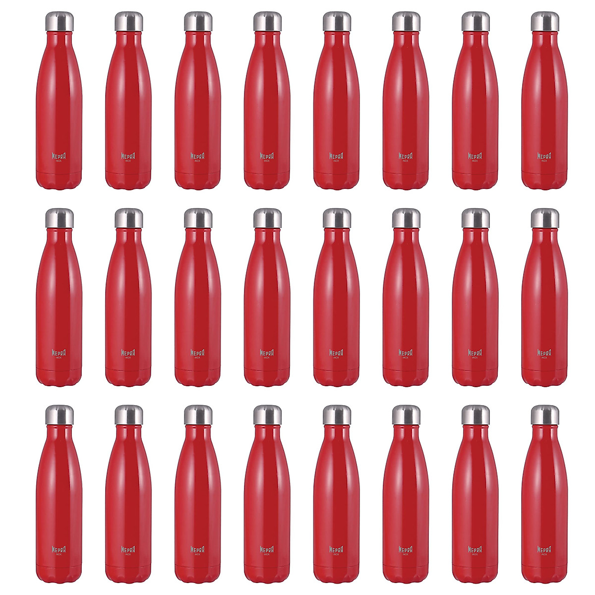 MEPRA AZB200693S7 17 oz Insulated Stainless Steel Water Bottle with Screw Lid, Keeps Drinks Cold and Hot for 12 Hours, Dishwasher Safe, Red (Pack of 24)