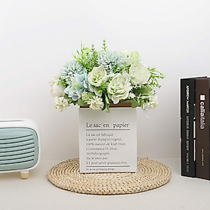 Decpro 2Pcs Artificial Peony Silk Hydrangeas Chrysanthemum Carnations Flower Bouquets for Wedding, Home Office Garden Decoration, Table Centerpieces, Floral Arrangements, Light Green