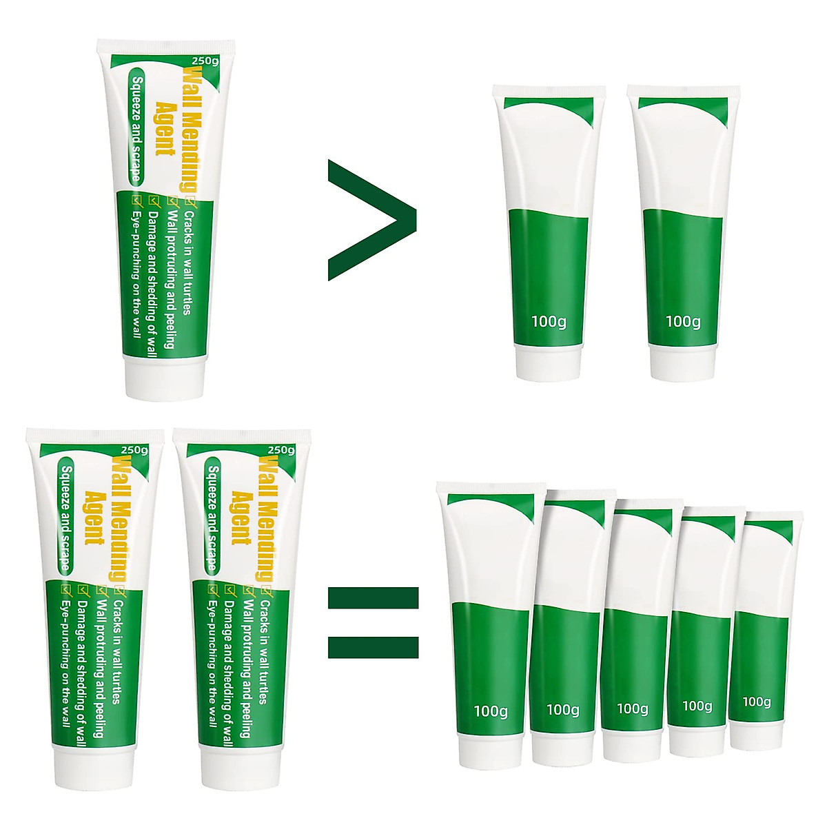 15 Pack Drywall Repair Kit, 500g Safe Wall Mending Agent with Scraper, Wall Patch Repair Kit Easy to Fill Holes for Aluminum Metal Plaster Sheetrock Ceiling