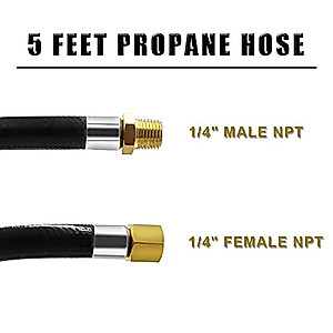 MCAMPAS Universal 1/4“ Propane Quick Connect Adapter Hose Assembly Kit for Gas Grills, Turkey Fryers, Fire Pit, Mr Heater.RV Equipment Etc to Conver Hose Extension