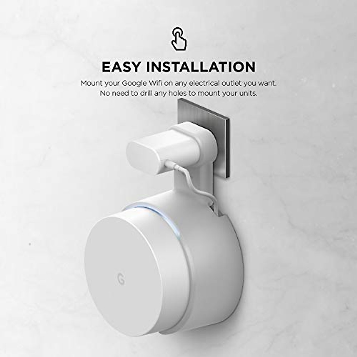 elago Google WiFi Wall Mount - Easy to Install/Move, No Screws Needed, Cable Management, Space Saving (Light Grey)