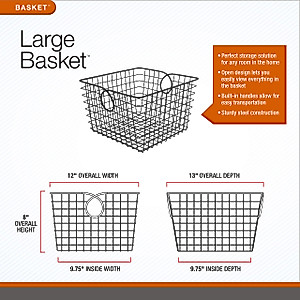 Spectrum Teardrop Wire Large Basket (Industrial Gray) - Storage Bin & Décor for Bathroom, Closet, Pantry, Under Sink, Toy, Shelf, Kitchen, & Nursery Organization