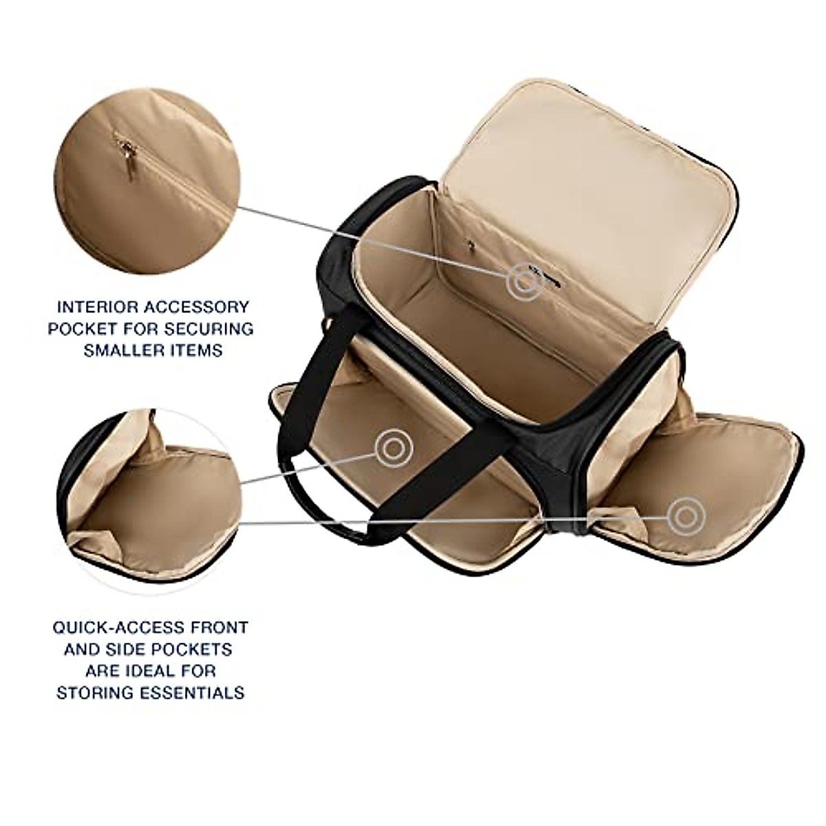 Travelpro Runway 3 piece Luggage Set, Carry on UnderSeat Luggage Soft Tote, Carry-on & Convertible Medium to Large Check-in Expandable Luggage, 4 Spinner Wheels, Softside Suitcase, Black